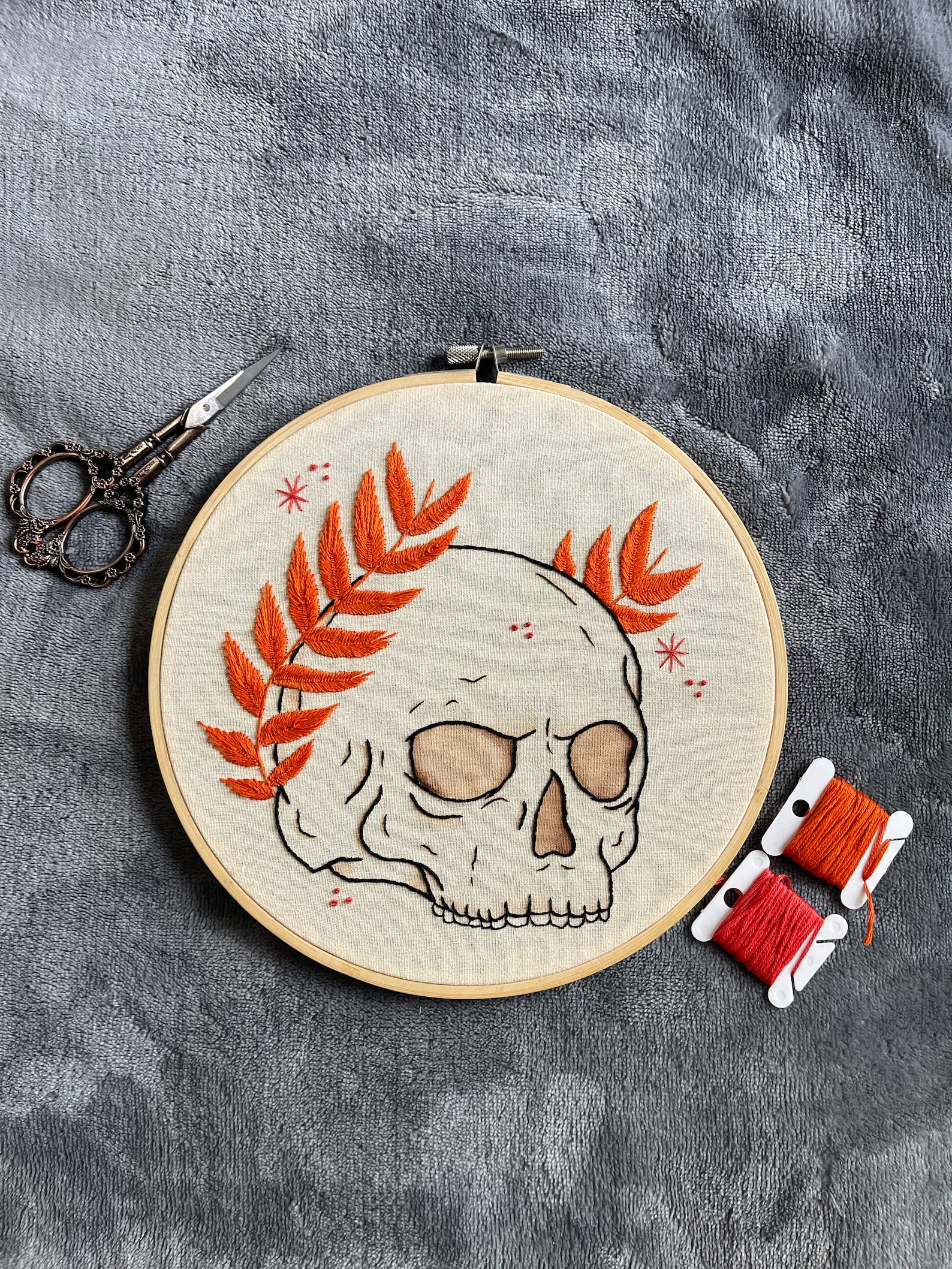 Embroidery Pattern Laurel Skull Crown Hand Embroidery - Etsy