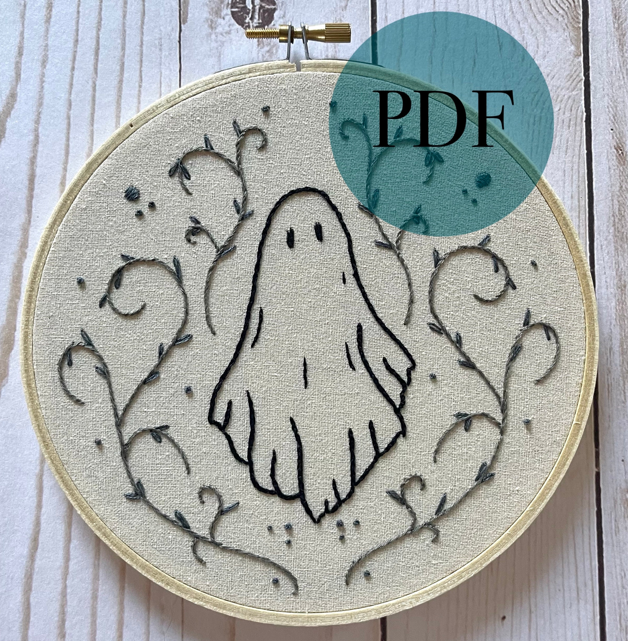 Happy Ghost Gothic Embroidery PDF Pattern | Modern Hand Embroidery ...