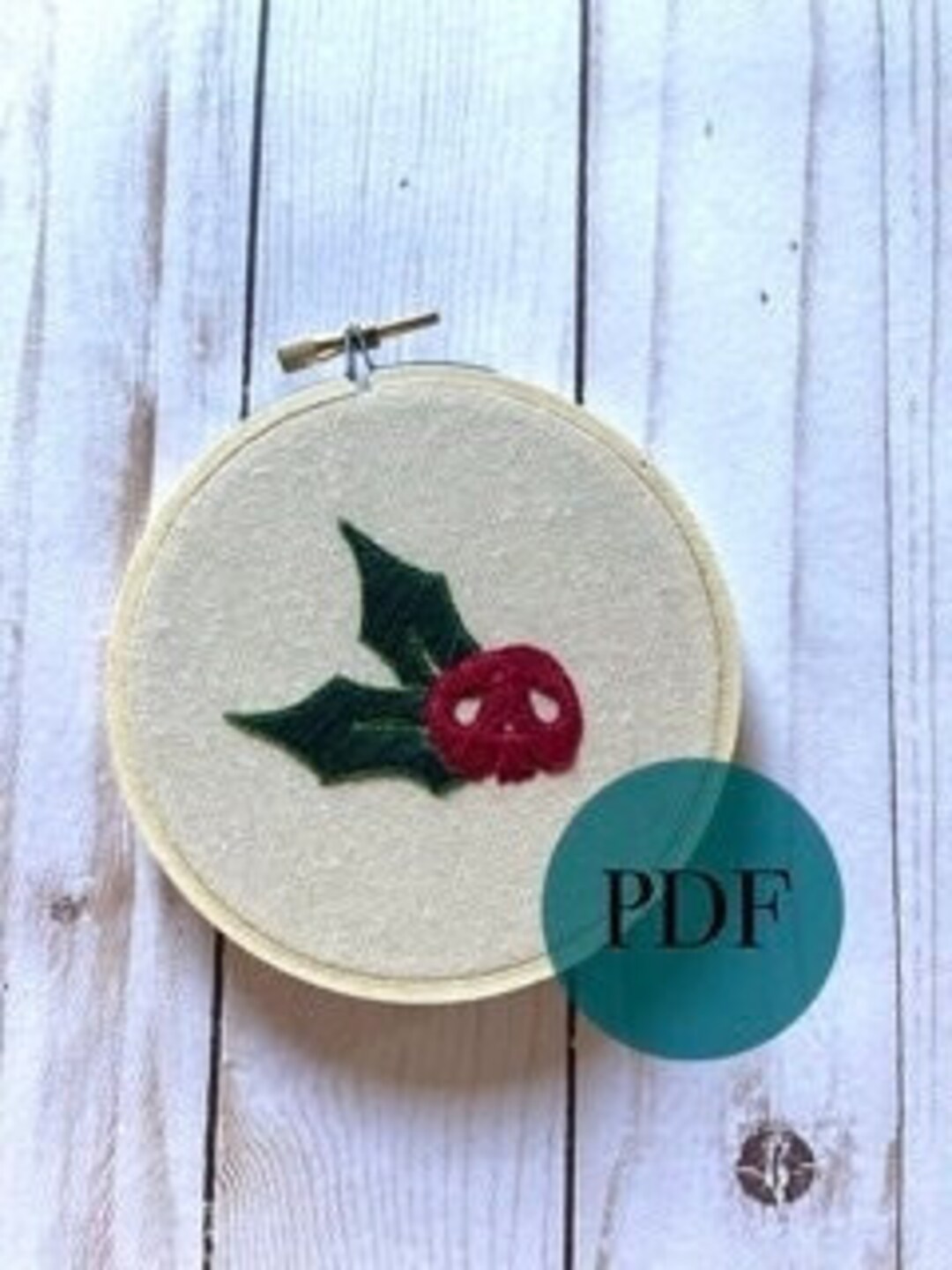 PDF Pattern Mistletoe Skull Hand Embroidery Pattern L Christmas ...