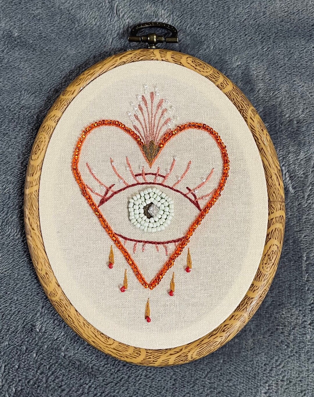 Evil Eye Crying Heart Hand Beaded Embroidered Home Decor, Crying Heart ...