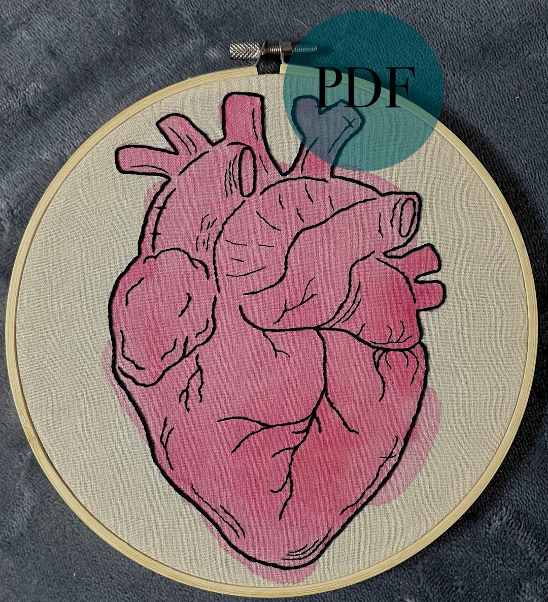 Anatomical Heart Embroidery Pattern | Digital Embroidery Pattern ...