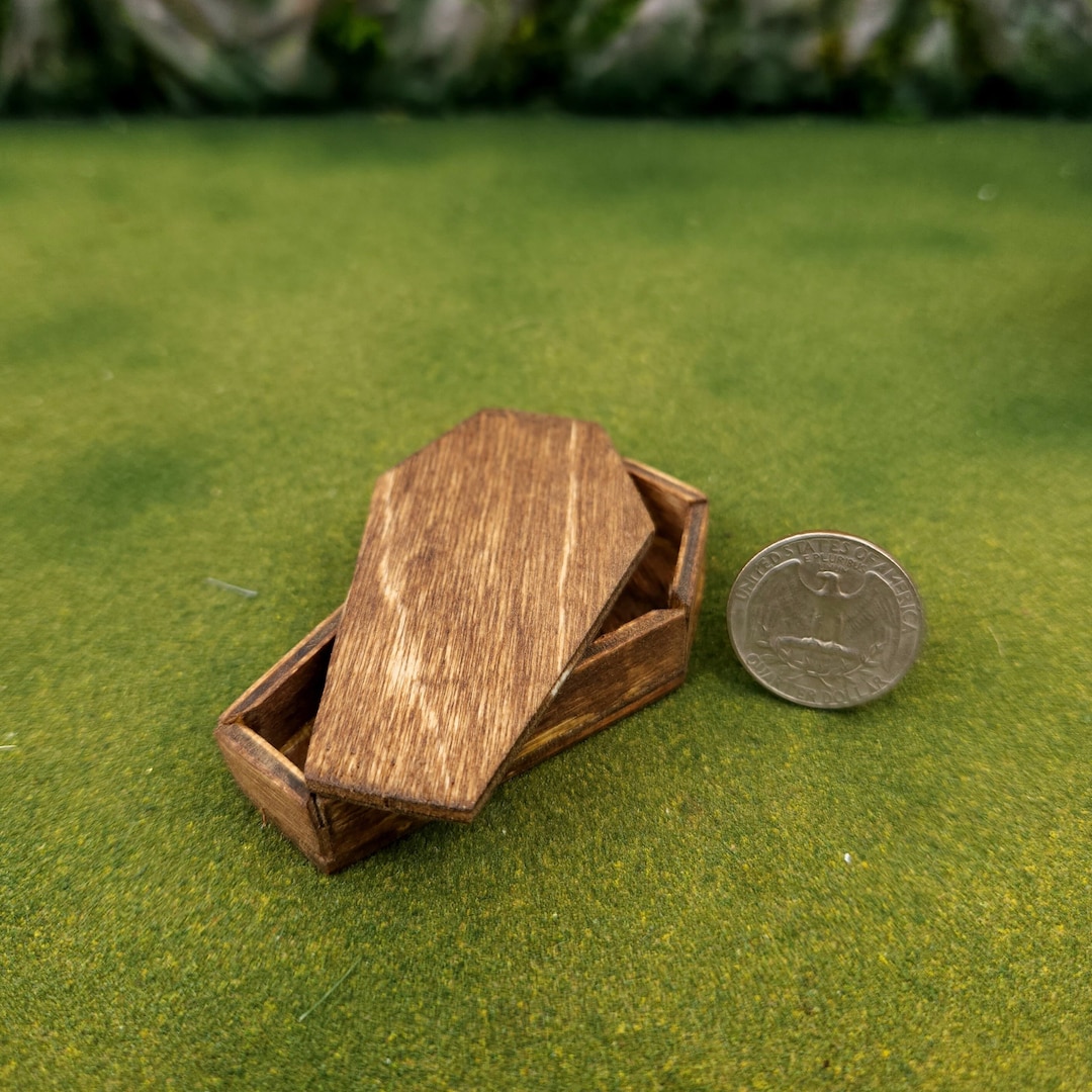 Mini Coffin Sculpture, Miniature Wood Coffin That Opens for Crystals or ...