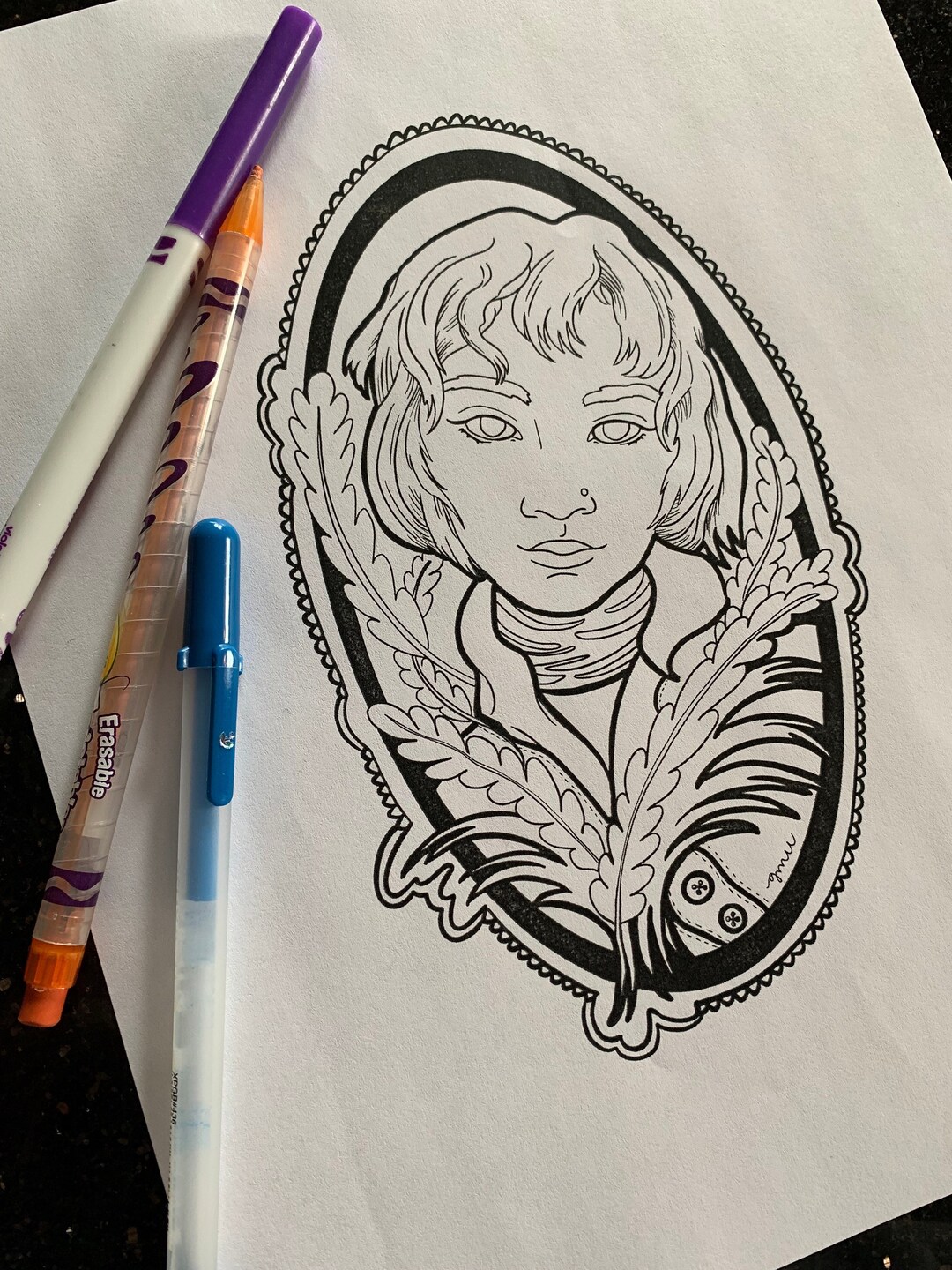 Digital Adult & Teen Coloring Page Hazel the Cheerful - Etsy México