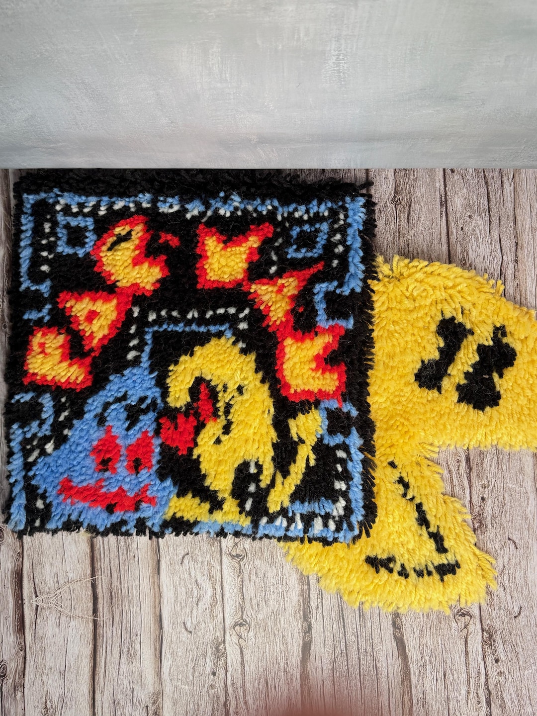 Handmade Pac-man Arcade Shag Room Decorations – 14in X 14in Retro Wall ...