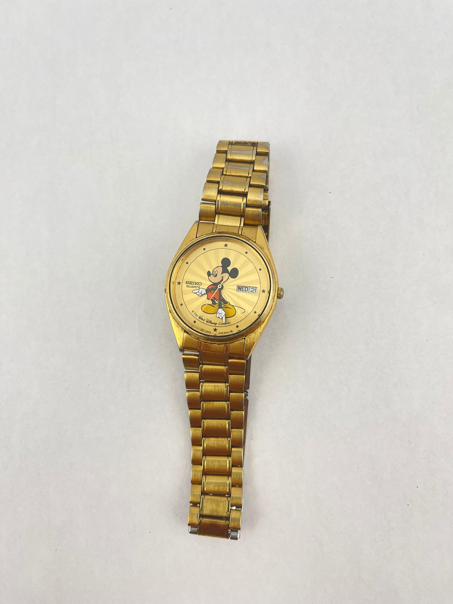 Vintage Seiko Mickey Mouse Watch With Calendar Women's Disney Gold Tone ...