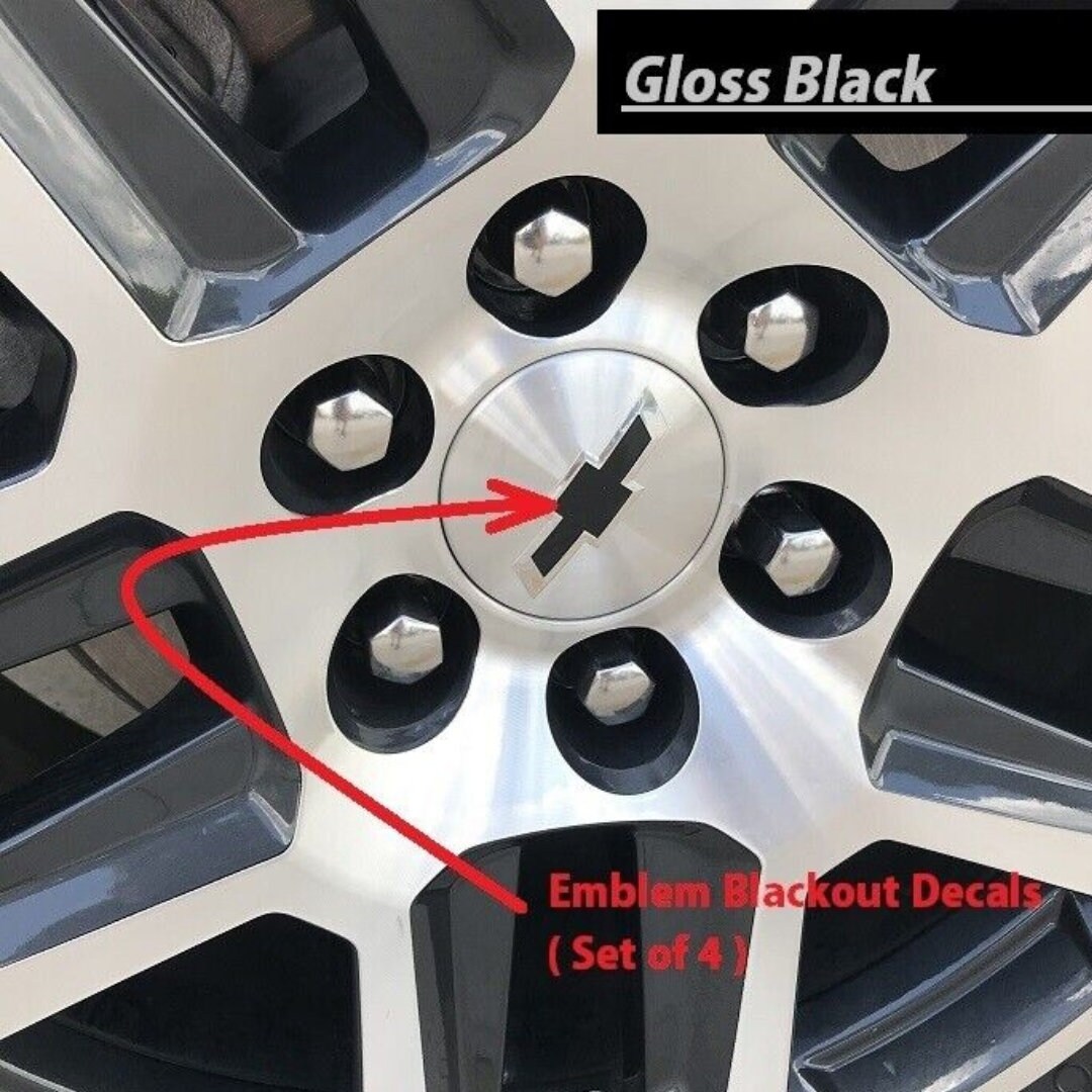 4pcs Set Gloss Black Wheels Center Cap Bowtie Logo Emblem Blackout ...