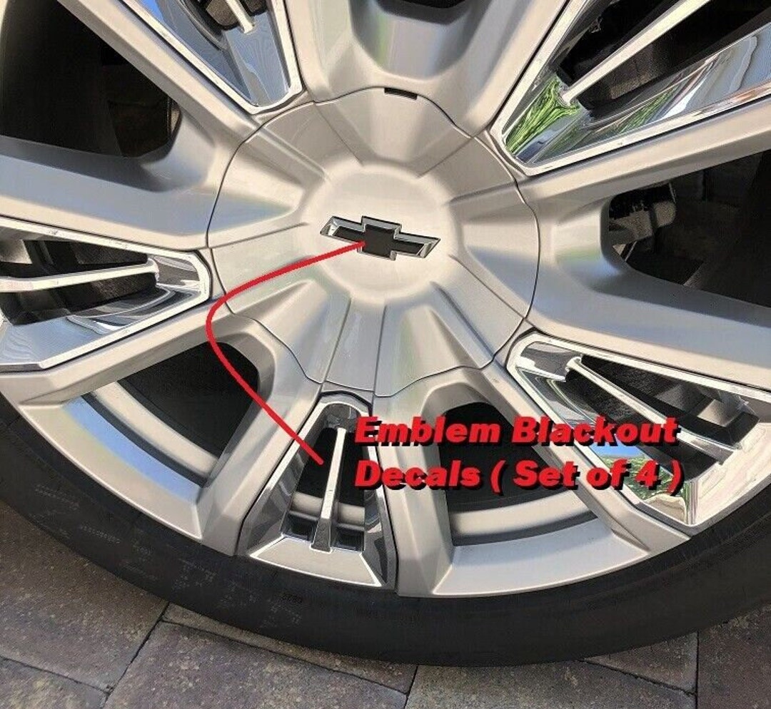 4x Matte Black Precut Wheels Center Cap Bowtie Logo Emblems Blackout ...