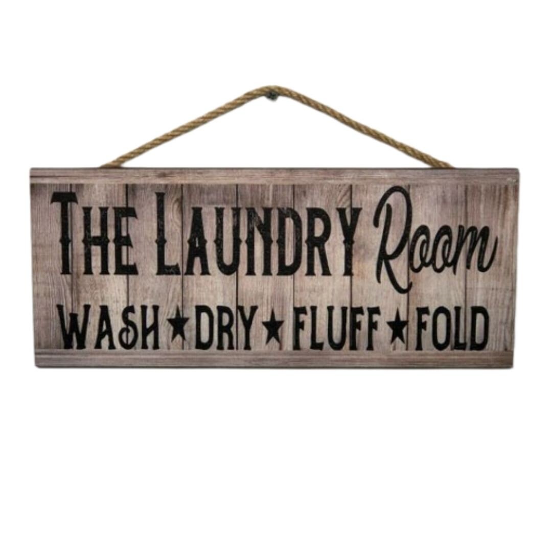 1pc Home Decor Wooden Finish Laundry Room Wash Dry Fluff Fold Wall Sign ...