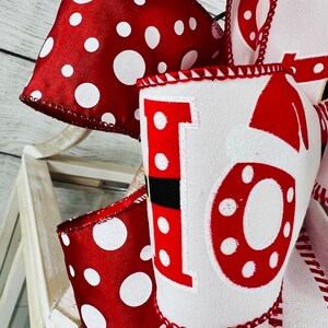 Outdoor Ho Ho Ho Christmas Bow, Red and White Christmas Mailbox Bow ...