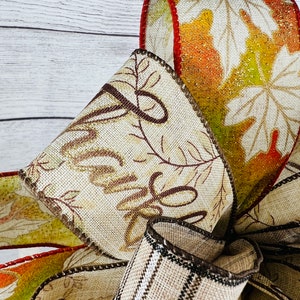 Thanksgiving Fall Leaves Bow for Lantern Swag or Porch Post, Autumn ...