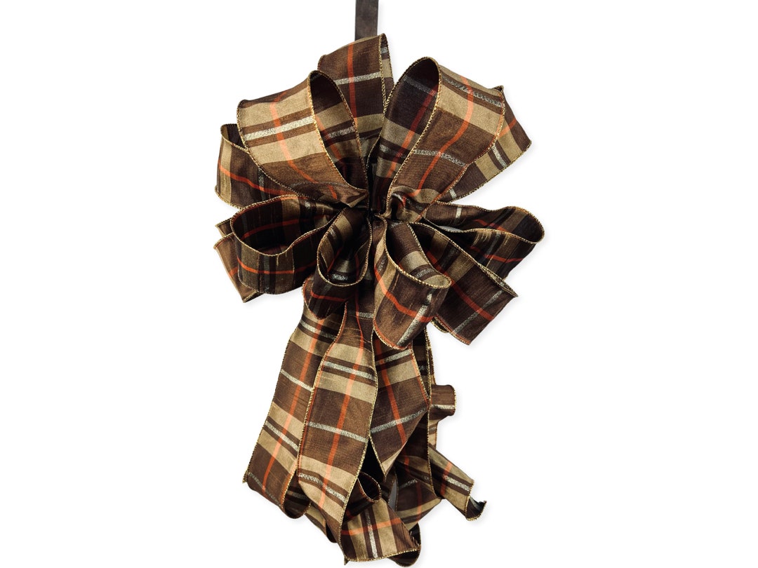 Fall Tree Topper Bow for Seasonal Tree, Large Fall Plaid Bow for Front ...