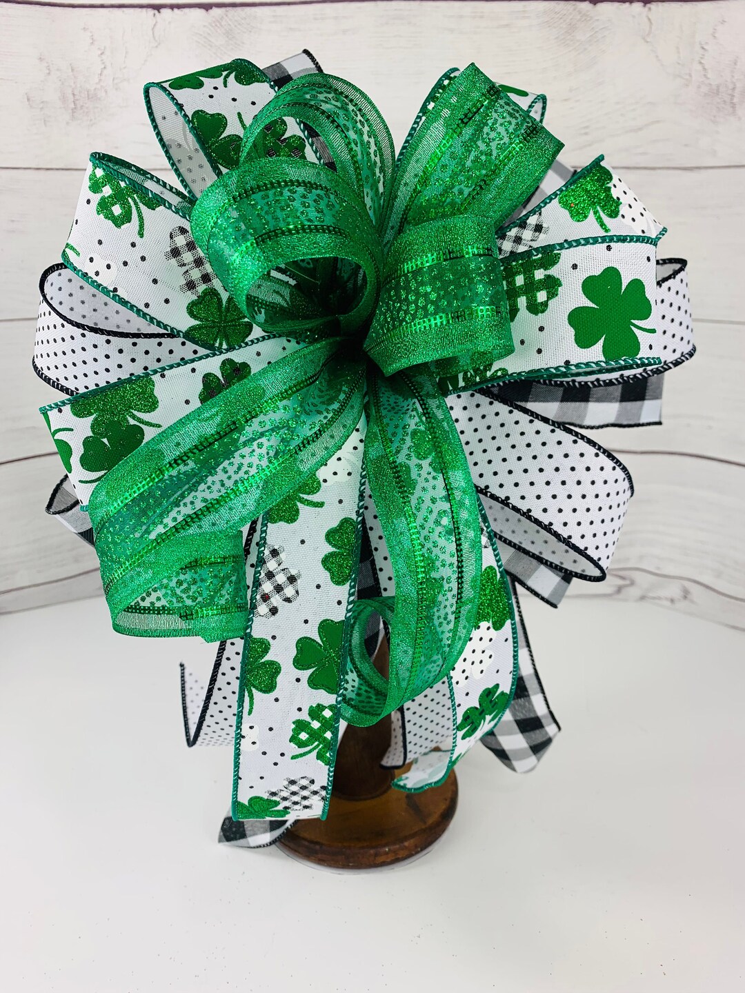 Outdoor St. Patrick's Day Bow for Lantern Swag, Irish Shamrock Bow for ...