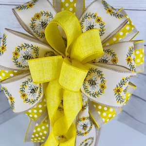 Outdoor Summer Polka Dot Bee Bow, Lantern Swag, Spring Bow for Porch ...