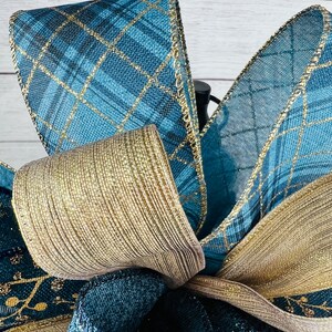 Elegant Navy Blue and Gold Christmas Bow for Lantern Swag, Blue and ...