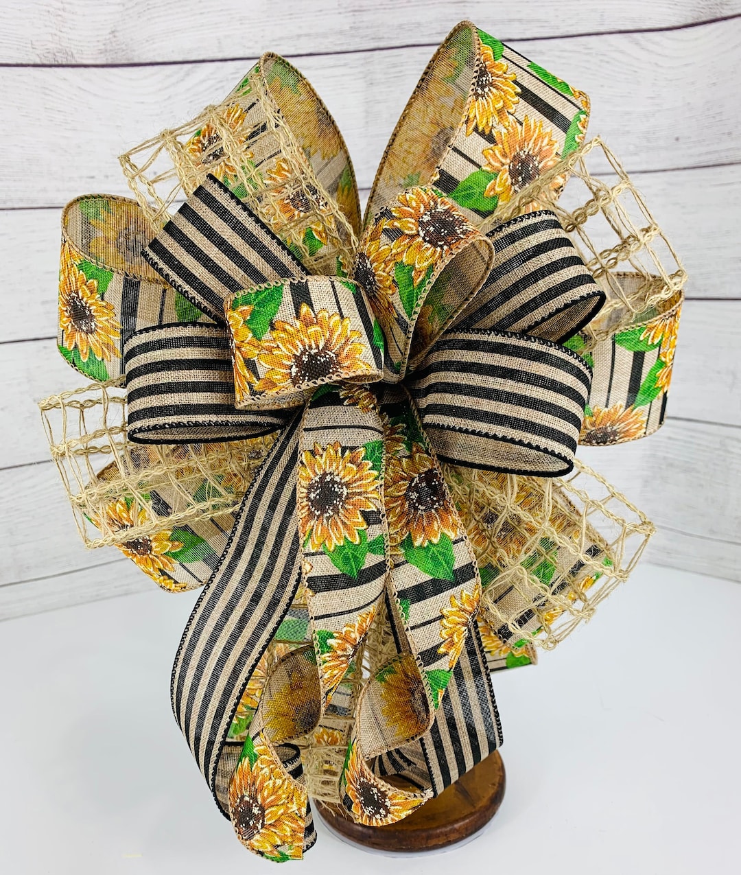Outdoor Summer Sunflower Bow, Rustic Sunflower Lantern Swag, Fall Bow ...