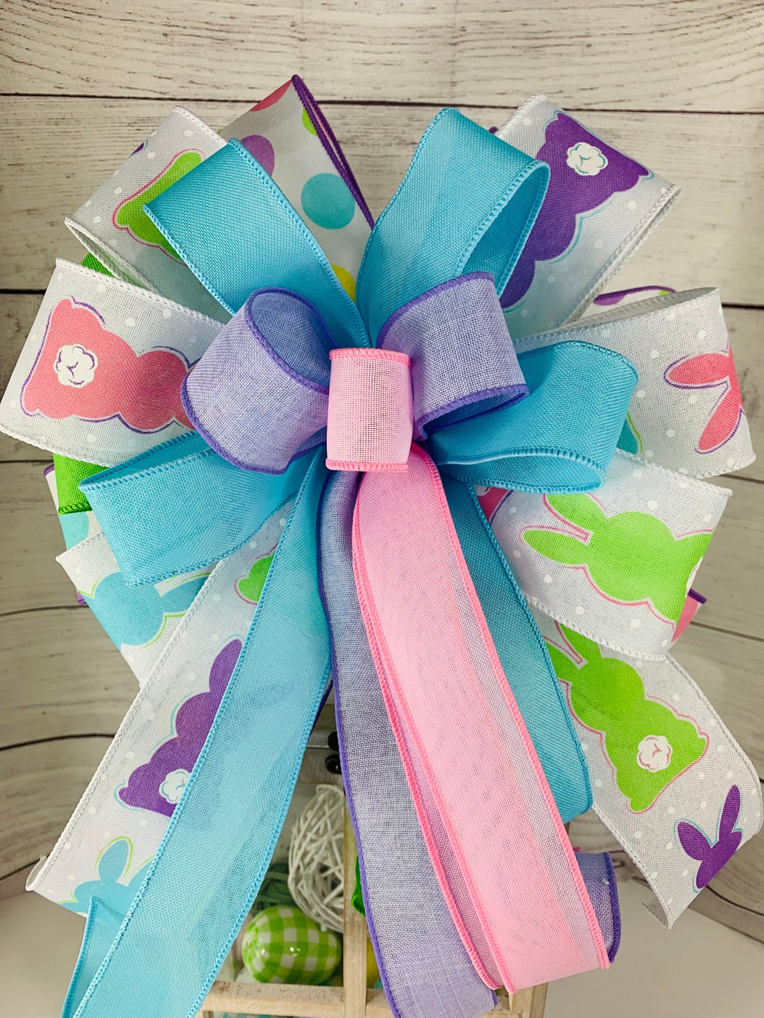 Pastel Easter Bunny Bow for Lantern, Outdoor Easter Bunny Bow for ...