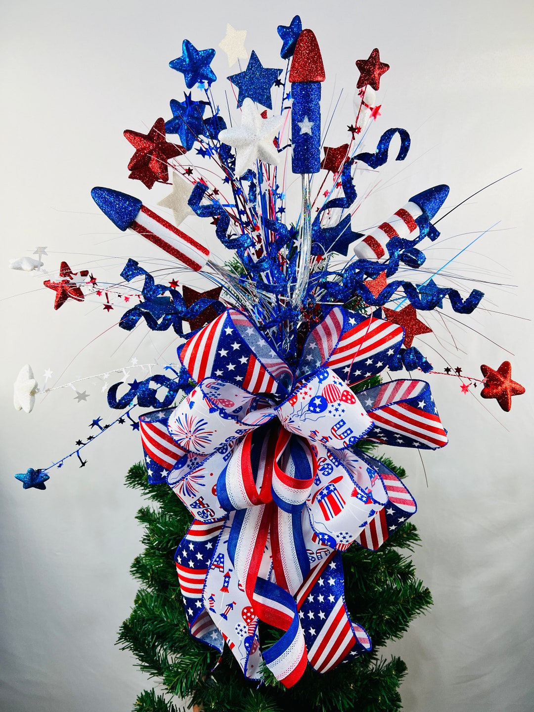 Patriotic Tree Topper, Topper for 4th of July Tree, Patriotic Door ...
