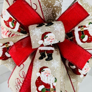 Outdoor Vintage Santa Mailbox Bow, Vintage Santa Bow for Lantern Swag ...