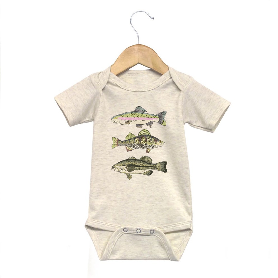 Three Fish Body Suit, Summer Fishing Outfit, Father's Day, Baby Boy ...