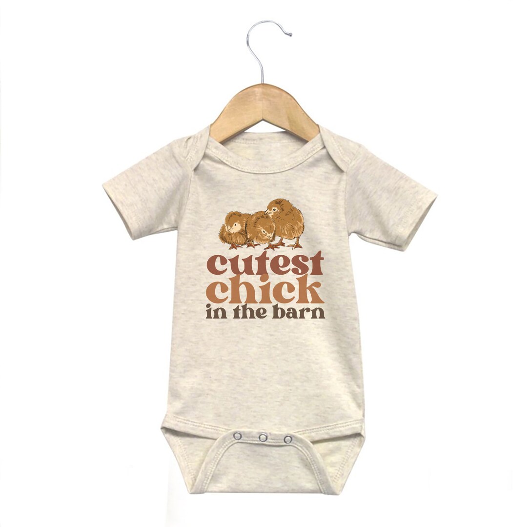 Cutest Chick in the Barn Baby Body Suit, Baby Girl Farm Outfit, Newborn ...