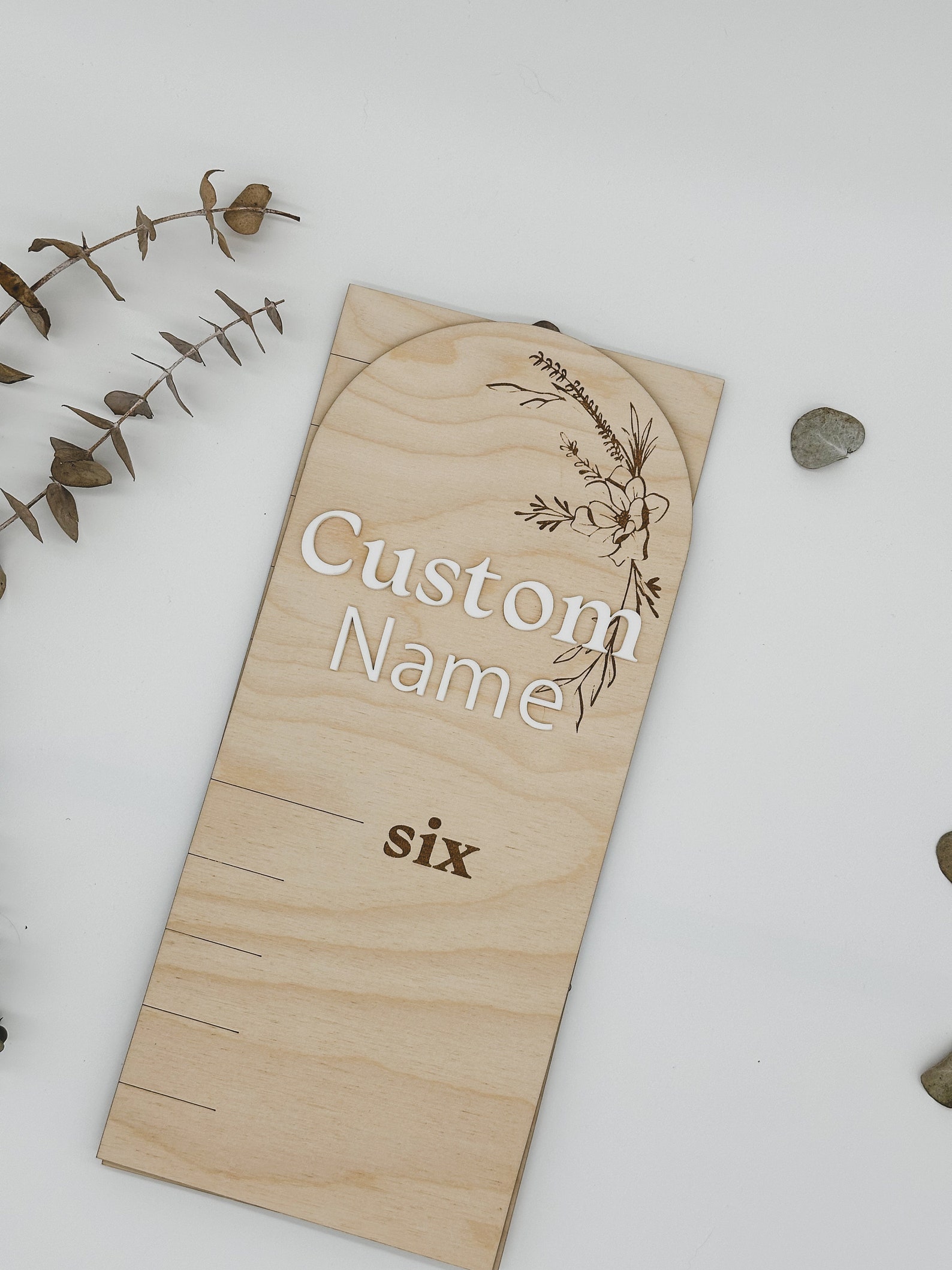Custom Magnolia Growth Chart - Height Ruler for Floral Theme Room ...