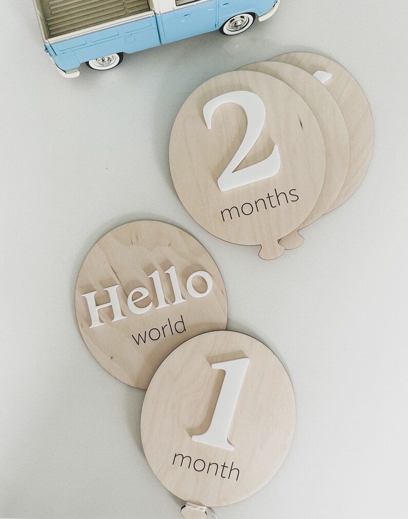 Balloon Monthly Milestones Discs Birth Announcement - Etsy