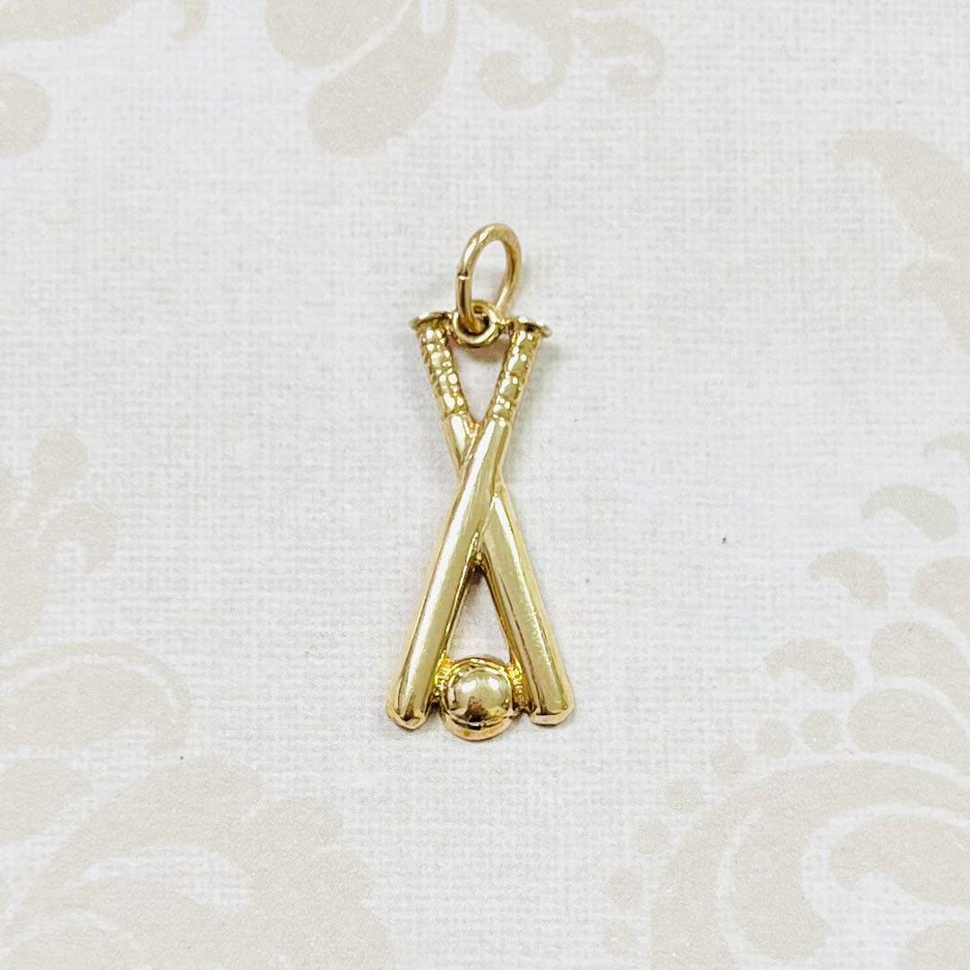 14K Gold Estate Baseball Bats Charm - Etsy