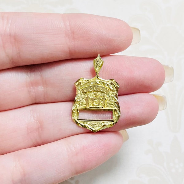 14k Gold Police Badge Charm - Etsy