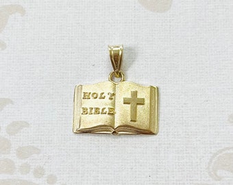 Vintage 14K Opening Bible Lord's Prayer Pendant, Vintage 14K Yellow ...
