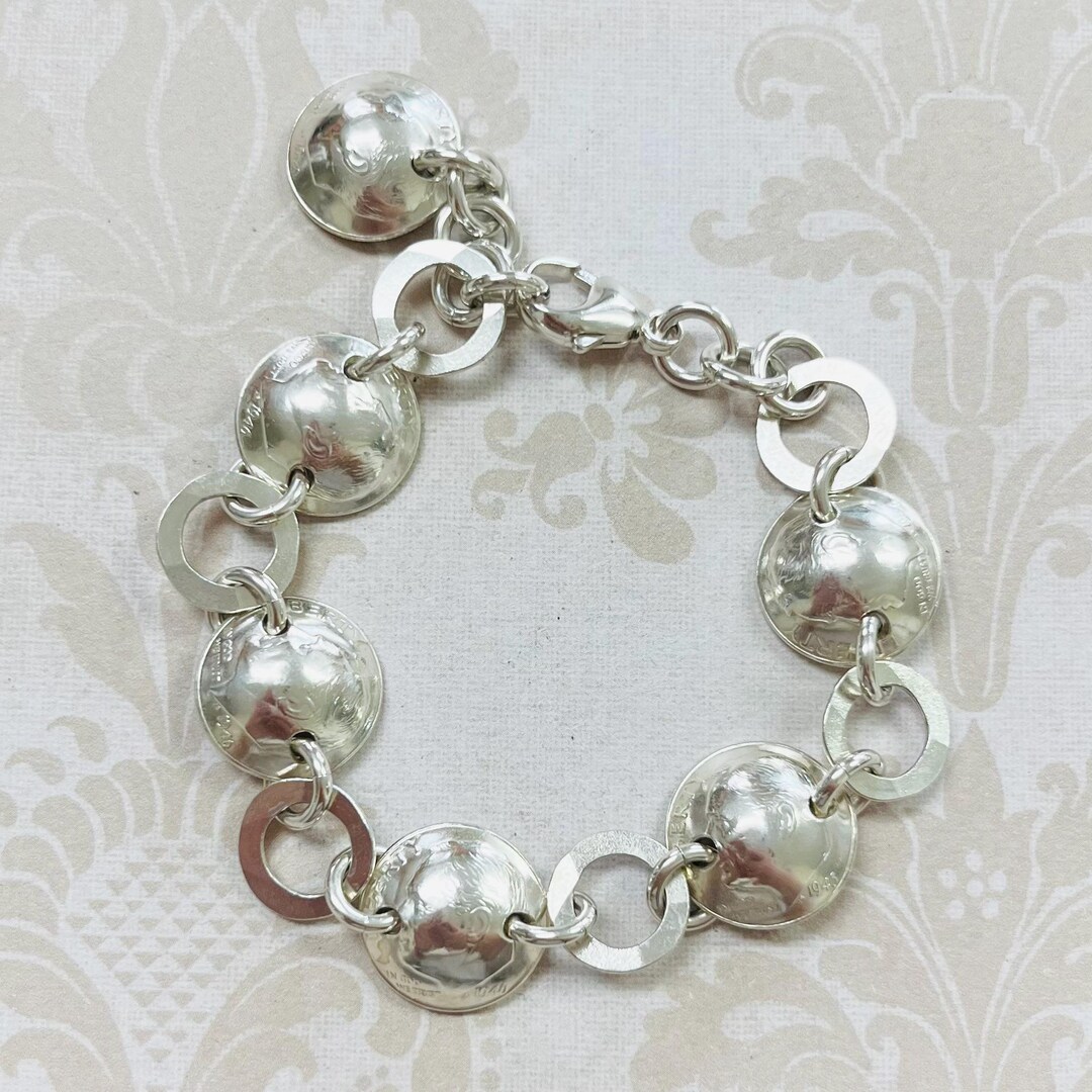 Vintage Sterling Silver Dime Bracelet - Etsy