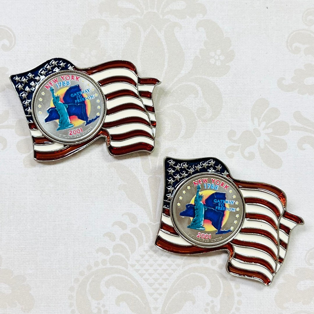 American Historical Society Quarter Flag Pins- Set of 2 - Etsy