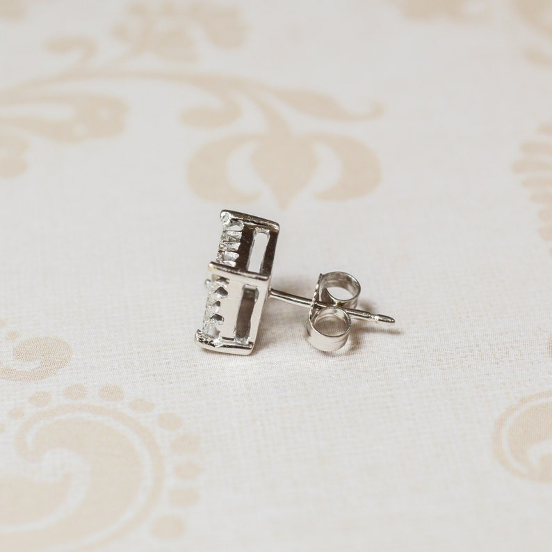 14k Invisible Diamond Princess Cut Set Stud Earring White Gold - Etsy