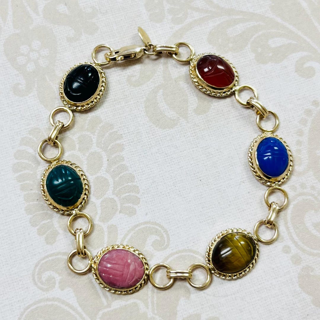 14K Gold Scarab Bracelet - Etsy