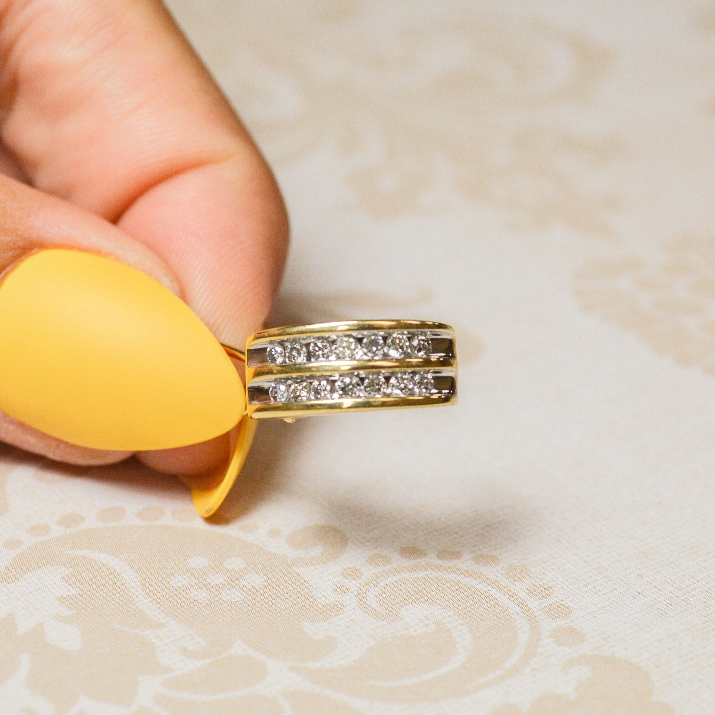 14k Round Full Cut Diamond Omega Back Earring Yellow Gold - Etsy