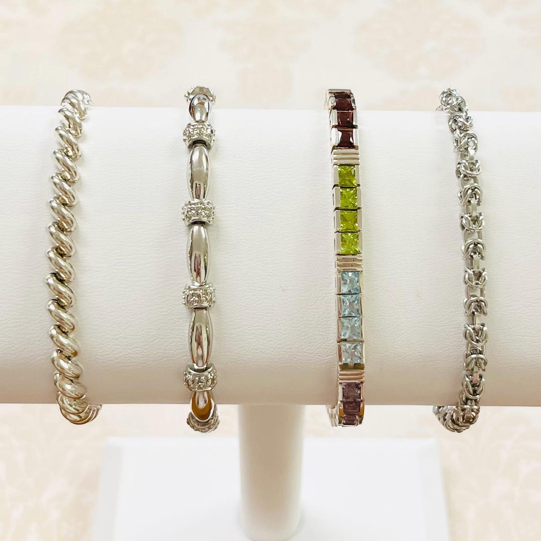 4 Sterling Silver Bracelets - Etsy