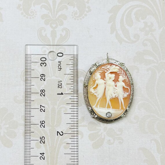 14K Gold Estate Art Deco Three Graces Diamond Cameo B… - Gem