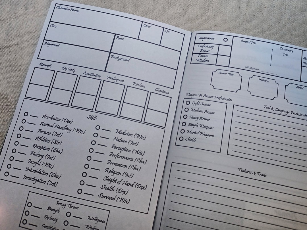 Character Journal for Dungeons and Dragons | A5 Notebook | Dnd Journal ...