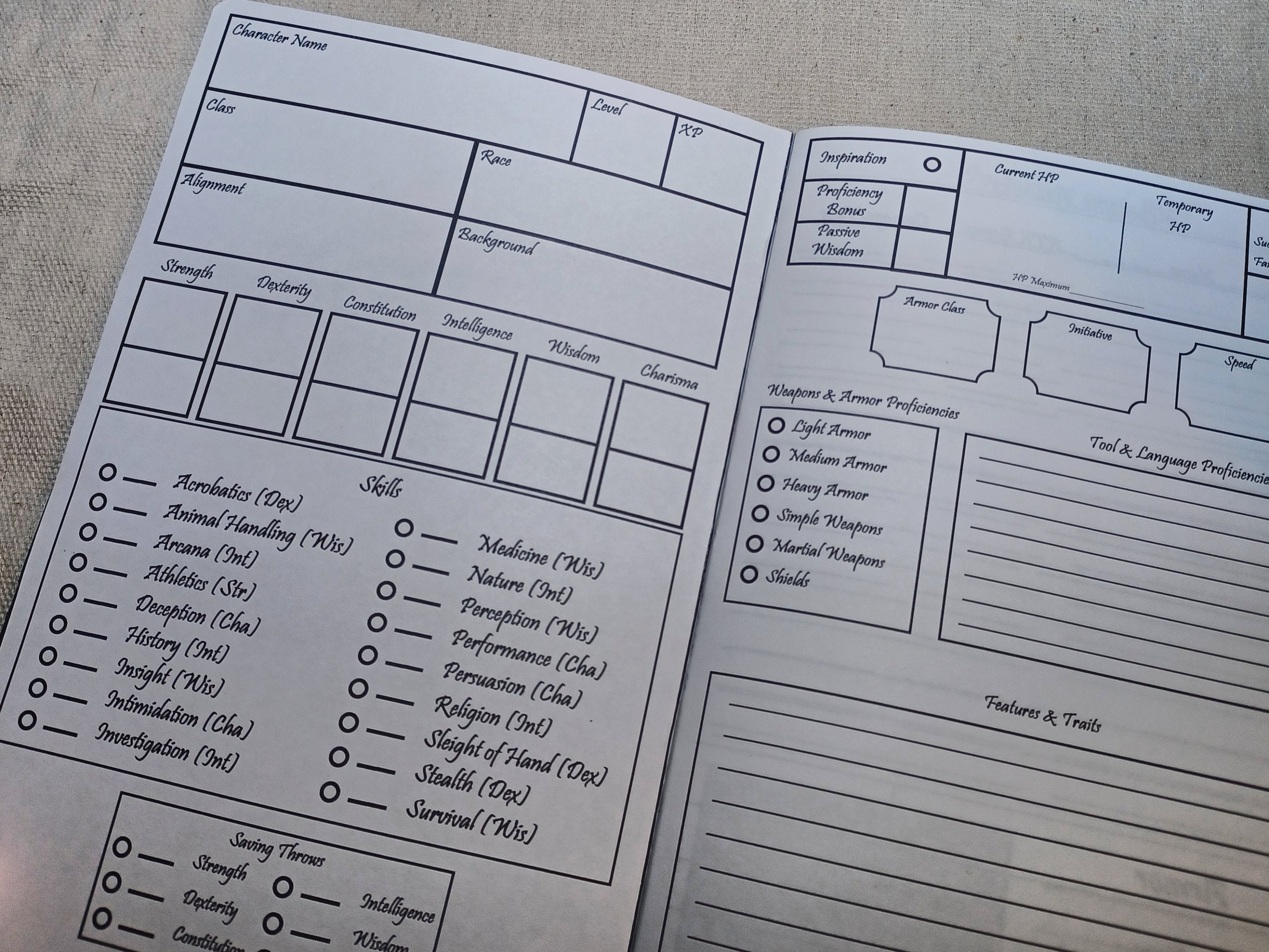 D&D 5e Character Journal: A5 Character Sheets (digital Download) - Etsy