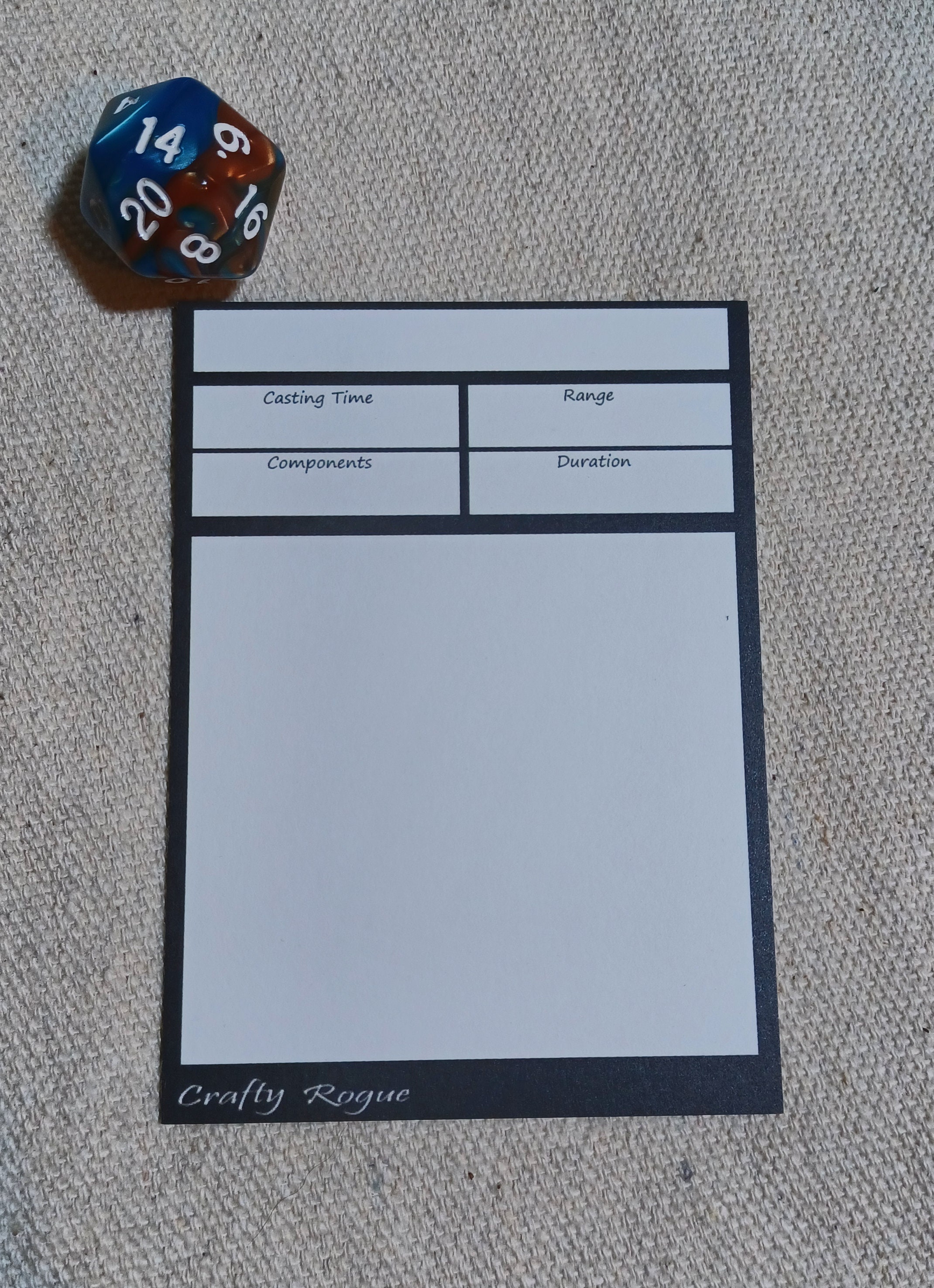 5E Spell Cards Glossy or Matte Finish Dry Erase or Pen/pencil Mark-able ...