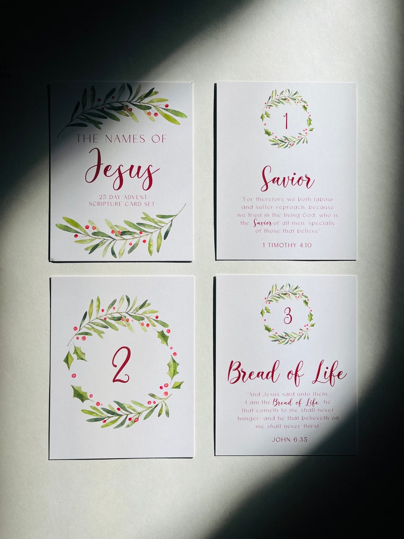 Printable Christmas Advent Cards: 25 Names of Jesus Countdown ...