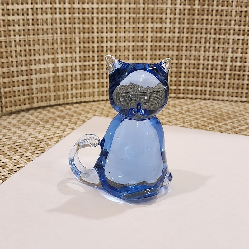 Glass Cat Figurine - Etsy