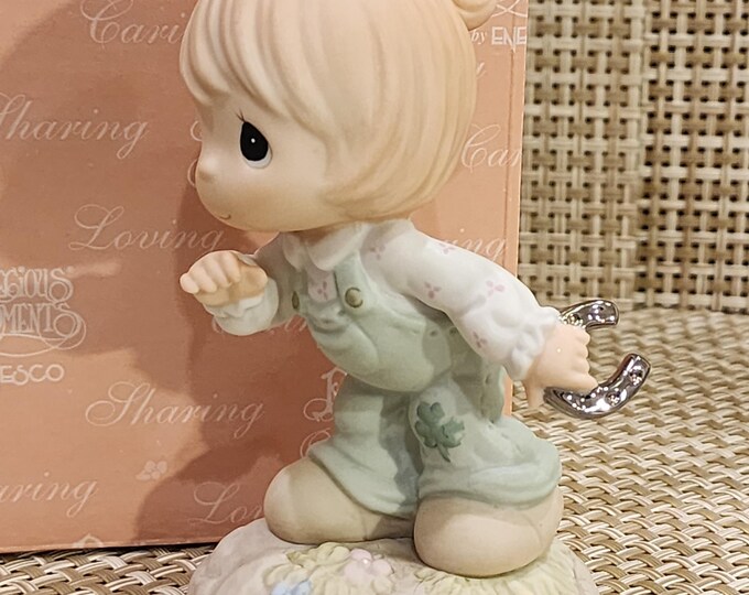 Vintage Precious Moment Porcelain Figurine "tossing A Little Luck Your ...