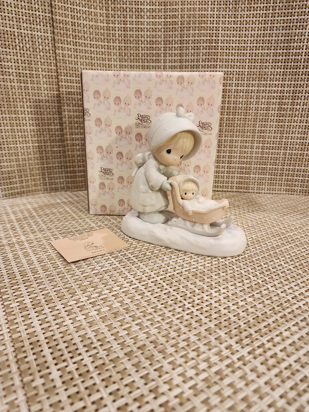 Vintage Precious Moments Porcelain Figurine january With Box IOB ...