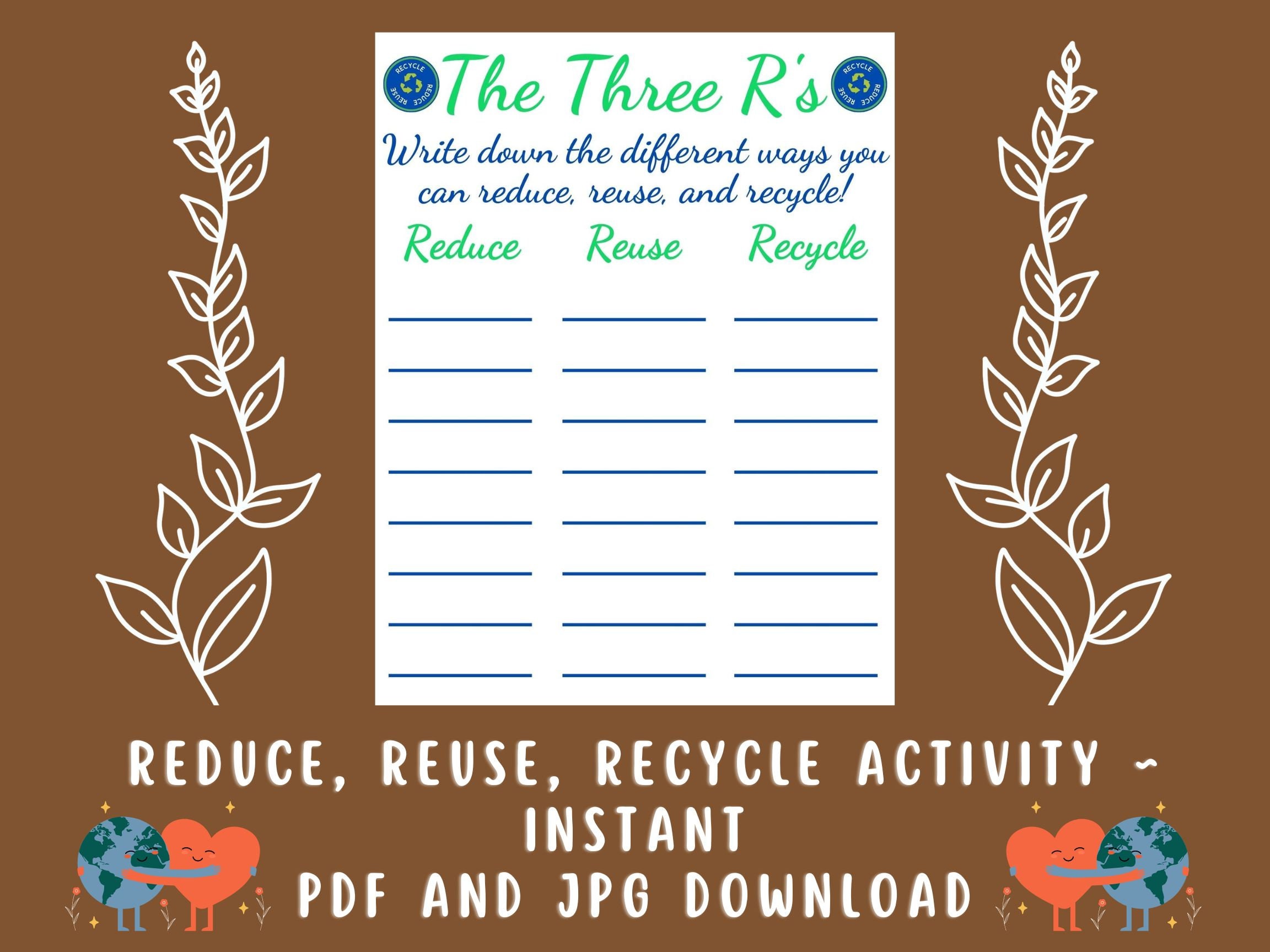 Reduce, Reuse, Recycle Activity - Etsy