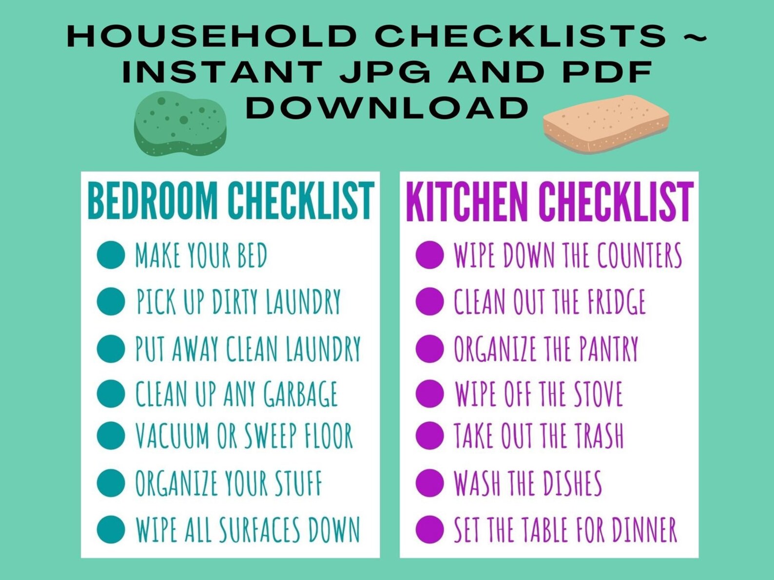 Household Checklists Printable Bundle - Etsy