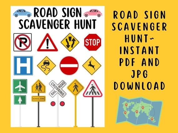 Road Sign Scavenger Hunt - Etsy