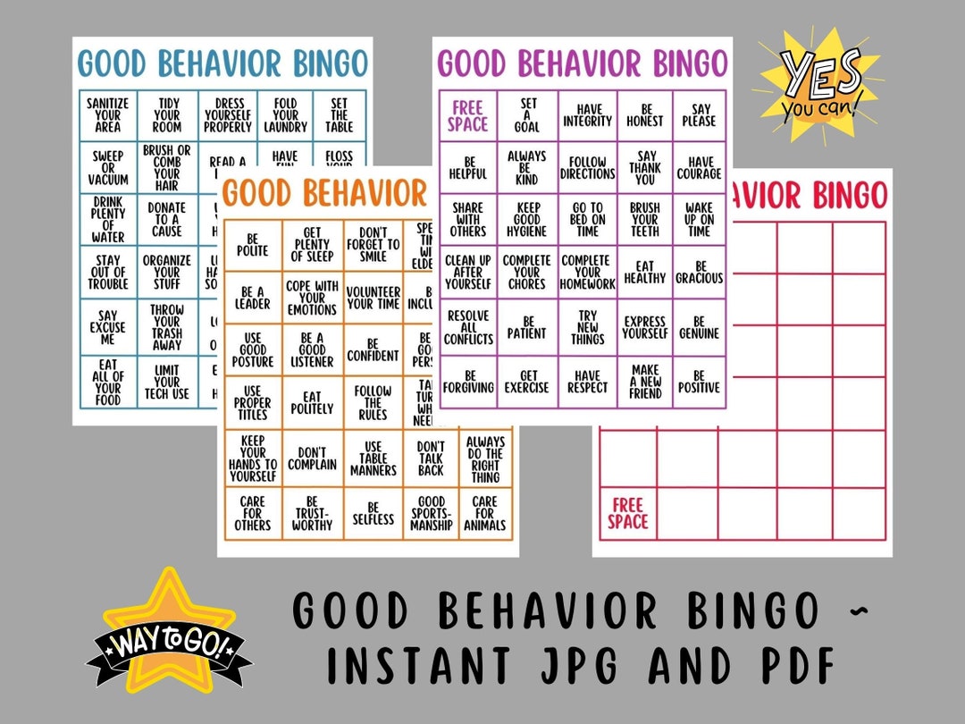 Good Behavior Bingo ~ Printable Bundle - Etsy