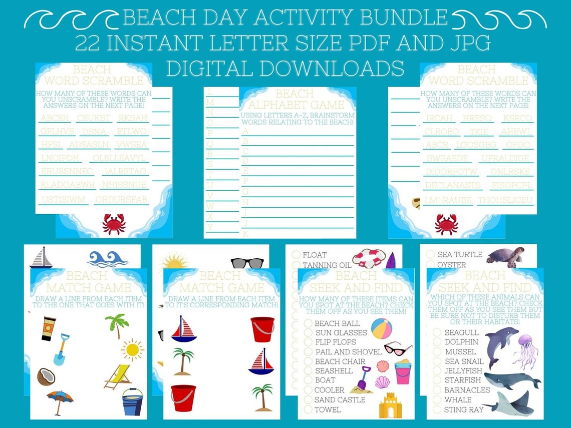Beach Activities ~ Digital Bundle - Etsy