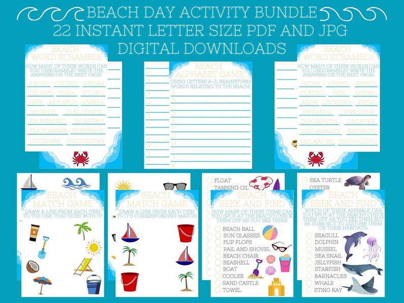 Beach Activities ~ Digital Bundle - Etsy