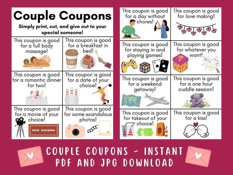 Printable Couple Coupons - Etsy